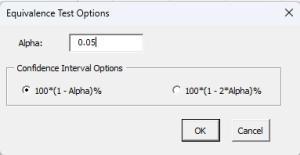 Two Sample Equivalence Test Help – SPC for Excel