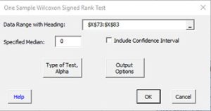 One Sample Wilcoxon Signed Rank Test Help – SPC for Excel