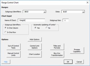 Range (R) Chart Help – SPC for Excel