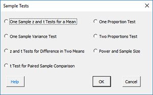 Sample Tests Help - SPC for Excel