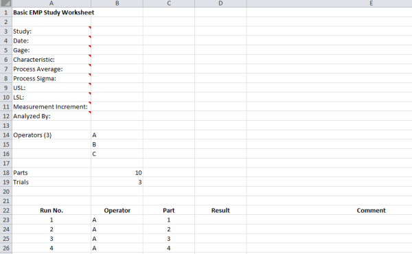 Basic EMP Study Help – SPC for Excel