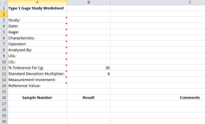 Type 1 Gage Study Help – SPC for Excel