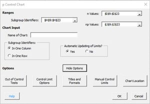 Attribute Control Chart Options – SPC for Excel