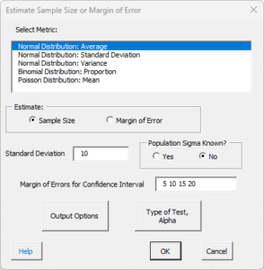 Sample Size and Margin of Error Estimation Help – SPC for Excel