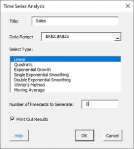 Linear Time Series Analysis Help - SPC for Excel